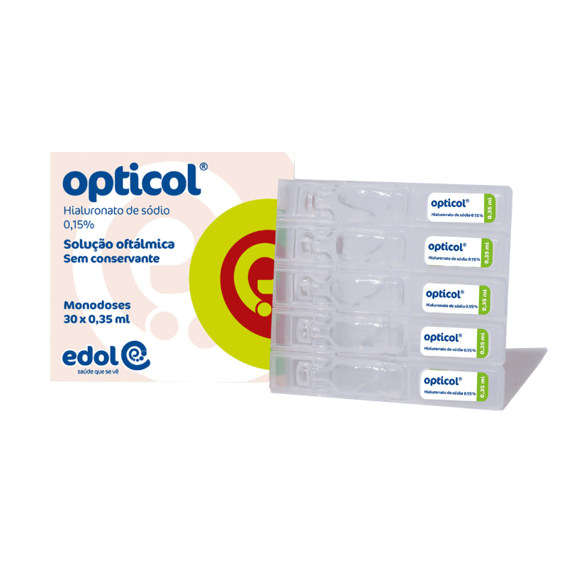 Opticol 0,15% Hialuronato de Sódio Solução Oftálmica 30 Ampolas 0,35ml ...